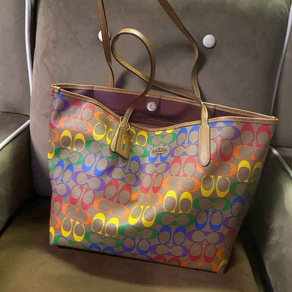 Coach | Bags | Coach City Tote In Rainbow Signature Canvas | Poshmark